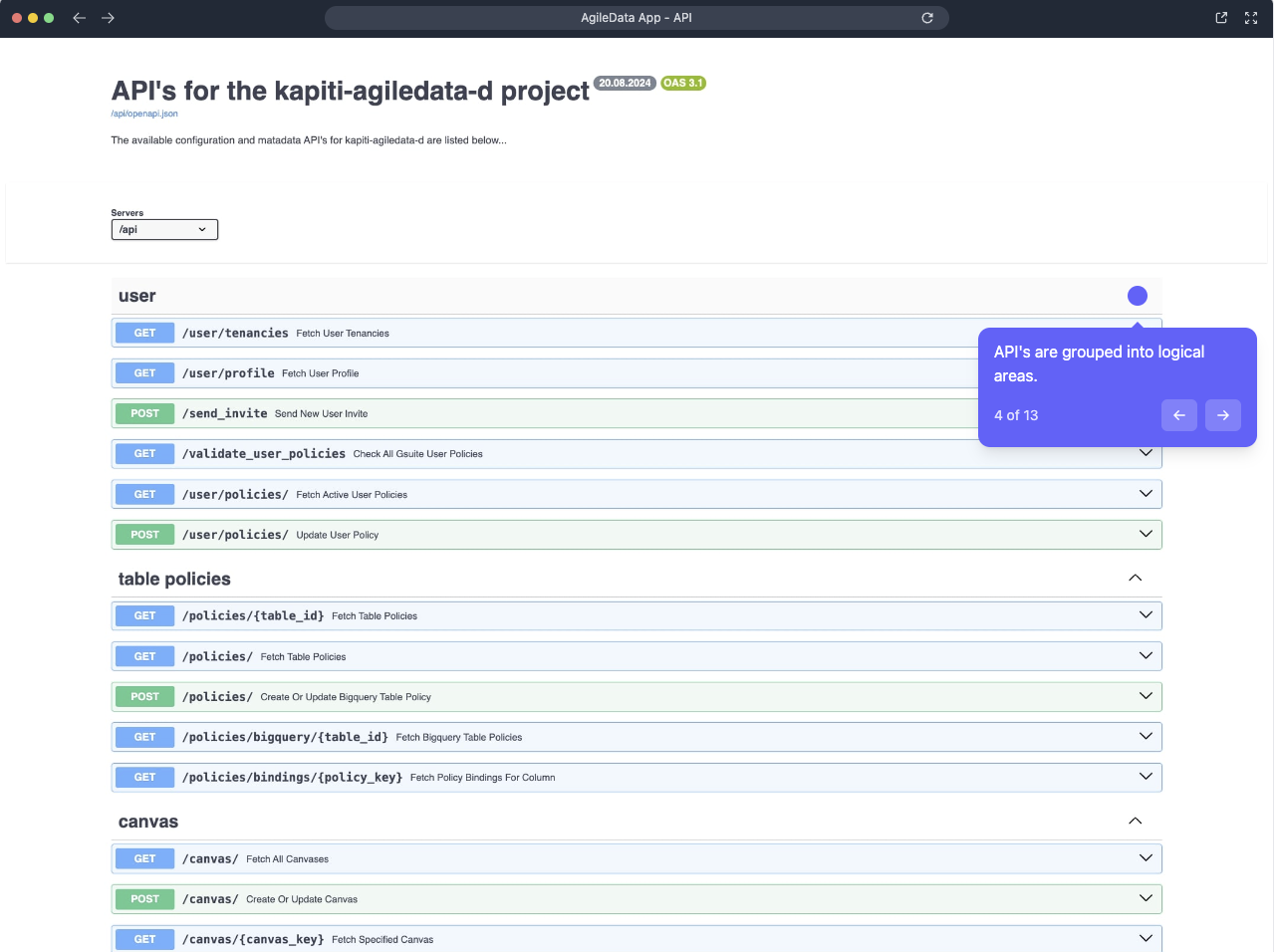 API's - AgileData.cloud